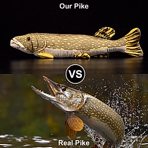 ZHONGXIN MADE Simulation Northern Pike Stuffed Plush Toy- 18.5inch Lifelike Depth Ocean Animals Pike Plushie Toys Figur, Super Soft Plush Dolls for Kids Stuffed Model Educational Toys, Gifts for Kids
