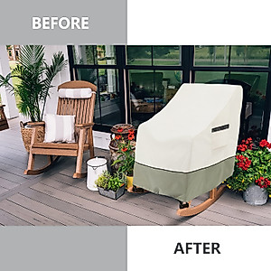 LSongSKY Outdoor Rocking Chair Cover 2 Pack, 100% Waterproof Heavy Duty Chair Covers, Patio Rocking Chair Covers for Outdoor Furniture, 26" W x 32.5" D x 43" H inches, White & Grayish Green