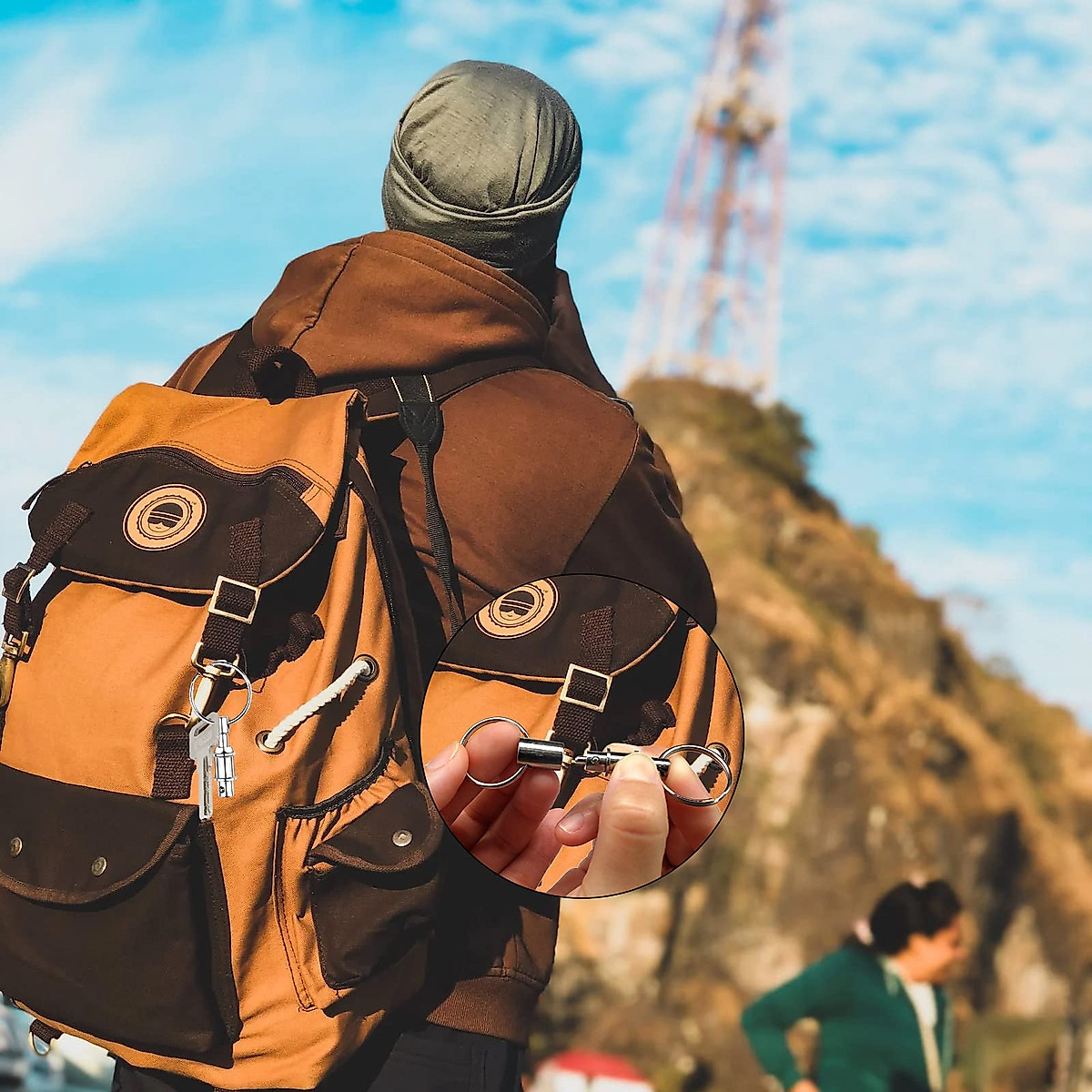 BLMHTWO 6PCS Quick Release Keyrings, Double-headed Detachable keyring Metal Pull Apart Keychain with 2 Split Key Rings Chain Lock Holder for Bag Purse Travel Home Office (Silver)