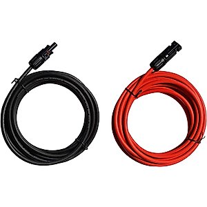 ECO-WORTHY 16FT 8AWG Solar Cable with Female to Male Connector Solar Panel Adaptor Kit Tool Extension Wire with Connector (16FT Red + 16FT Black)