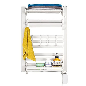 Tonyang.lee Towel Warmer Rack,Towel Warmers for Bathroom,Heated Towel Rack 1-8Hour Timer & 45°-65° Temperature Adjustments, Heated Top Shelf 90° Folding,White