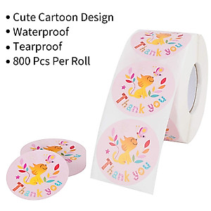 2" Thank You Stickers 800 Pcs,Pink Thank You Seal Stickers,Thank You Sticker Labels Roll,Waterproof Pink Stickers for Thank You Cards,Birthday,Gift Wraps,Small Business