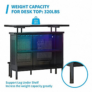 Mjkone Wine Bar Cabinet with LED Lights by Remote Control, Coffee Bar Cabinet for Liquor and Glasses, Home Bar Unit with Wine Rack, Mini Bars with Storage (Black)