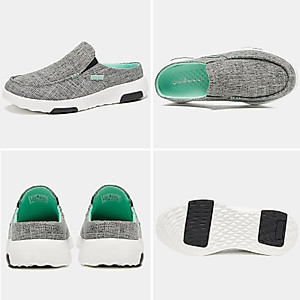 OrthoComfoot Canvas Loafer for Womens, Plantar Fasciitis Slippers for Flat Feet,Ladies Comfortable Athletic Walking Shoes Grey Green Size 9.5