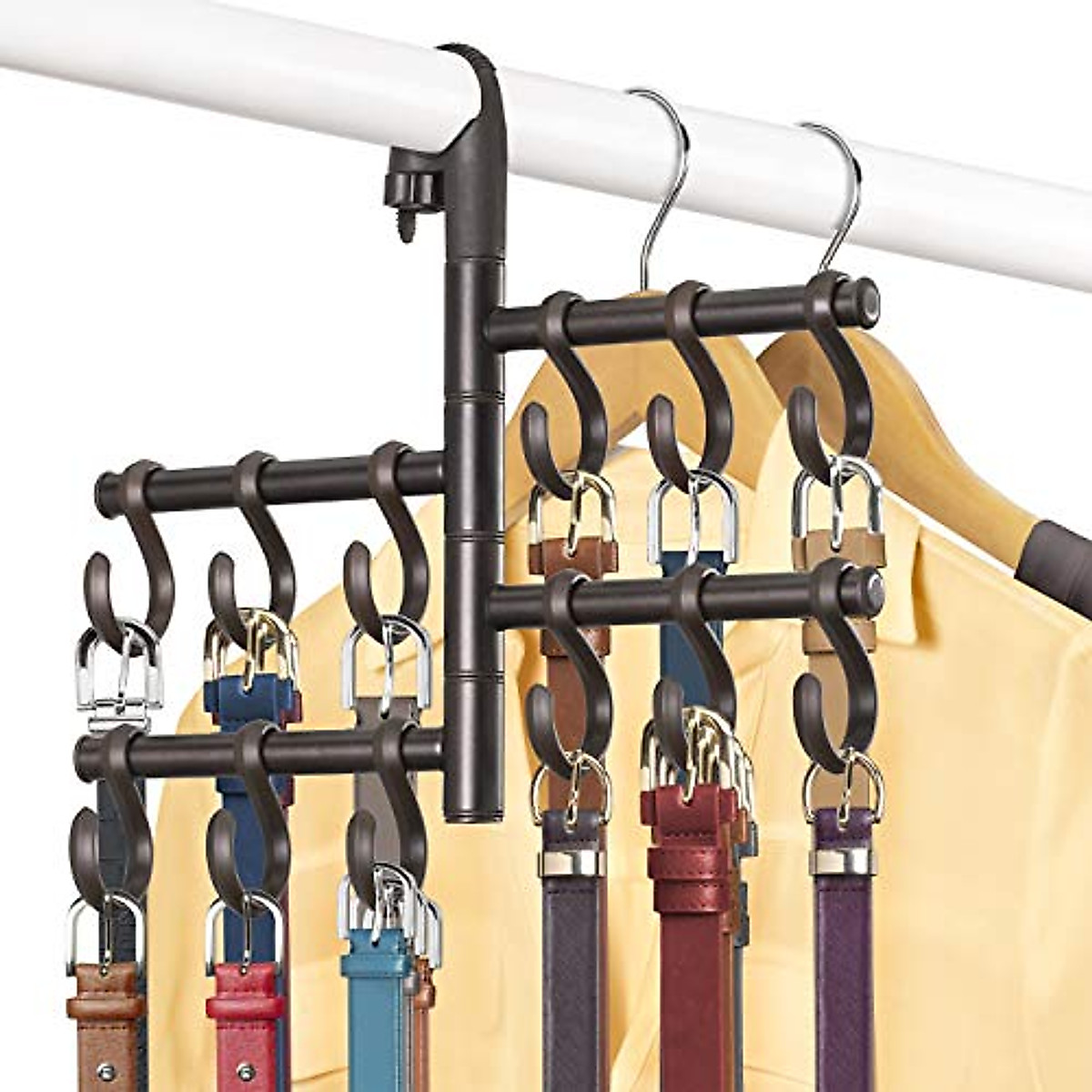 Lynk Hanging Pivoting Belt Rack Tie, Closet Organizer