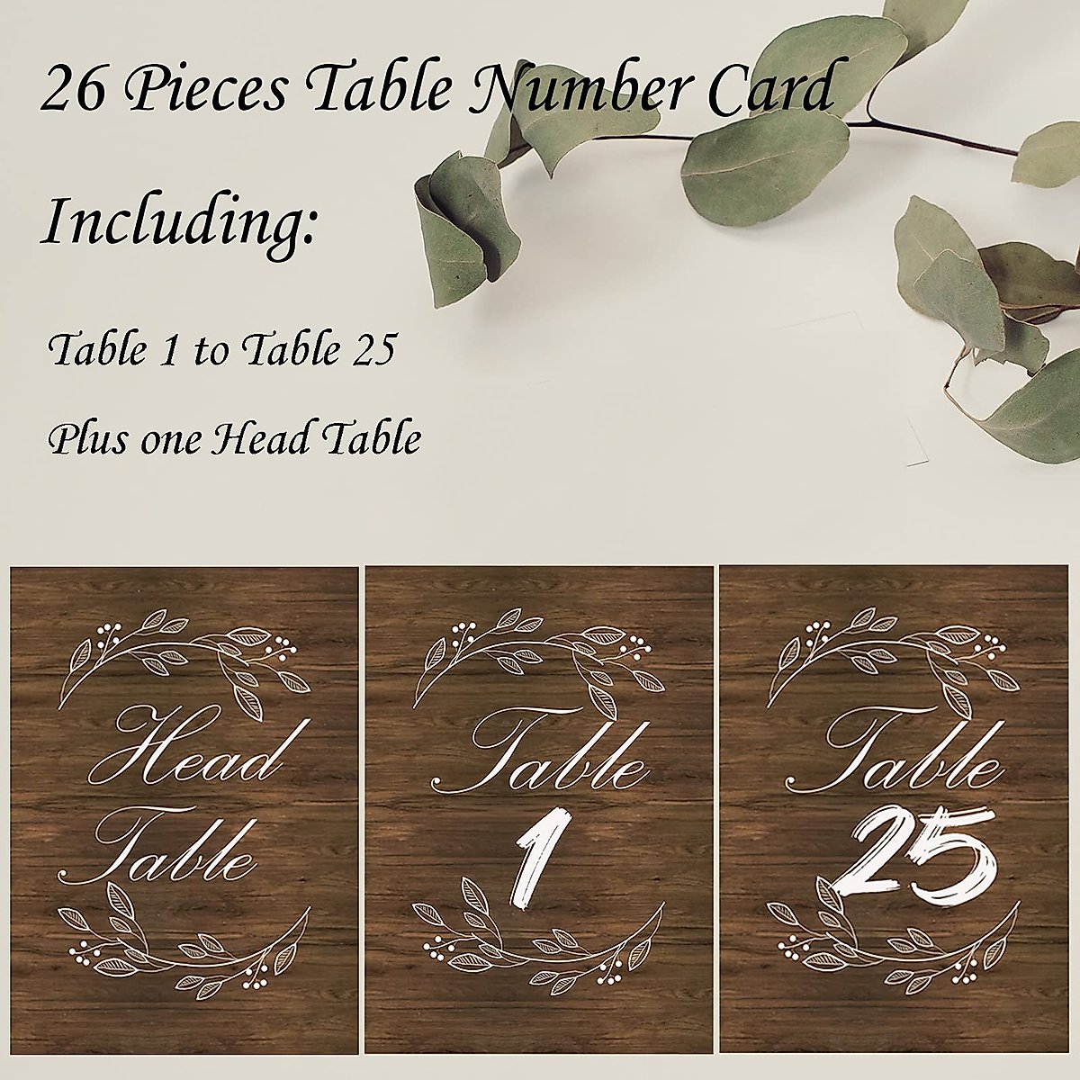 Wedding Table Numbers Rustic Table Numbers Table Number Cards 5" x 7" Double Sided 1-25 with Head Table Cards Table Signs for Wedding, Reception, Centerpiece, Party