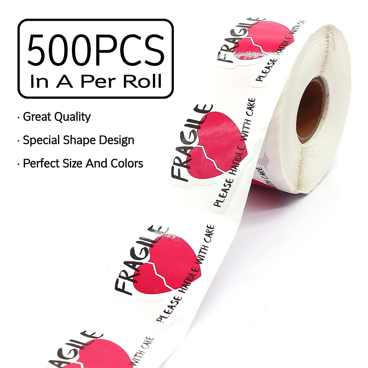 Fragile Please Handle with Care Stickers,Thank You Stickers,Handmade Stickers,Small Shop Stickers,Envelopes Stickers for Small Business, Online Retailers,Handmade Goods,500 Labels Per Roll