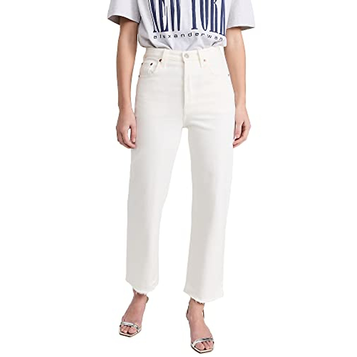 Levi's Women's Premium Ribcage Straight Ankle Jeans, Cloud Over-White, 25