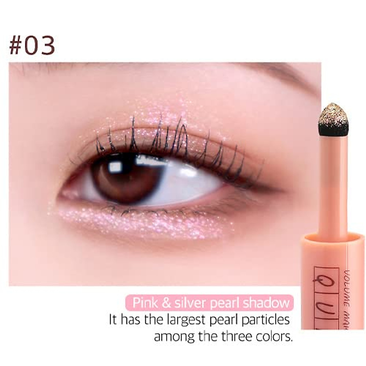 CORINGCO Shimmer Glitter Eye Maker Volume Eyeshadow Stick Quick-Hara Glitter Eye Makeup K-Beauty #03 Milky Way Moonlight Long Lasting Sparkle Glow Light