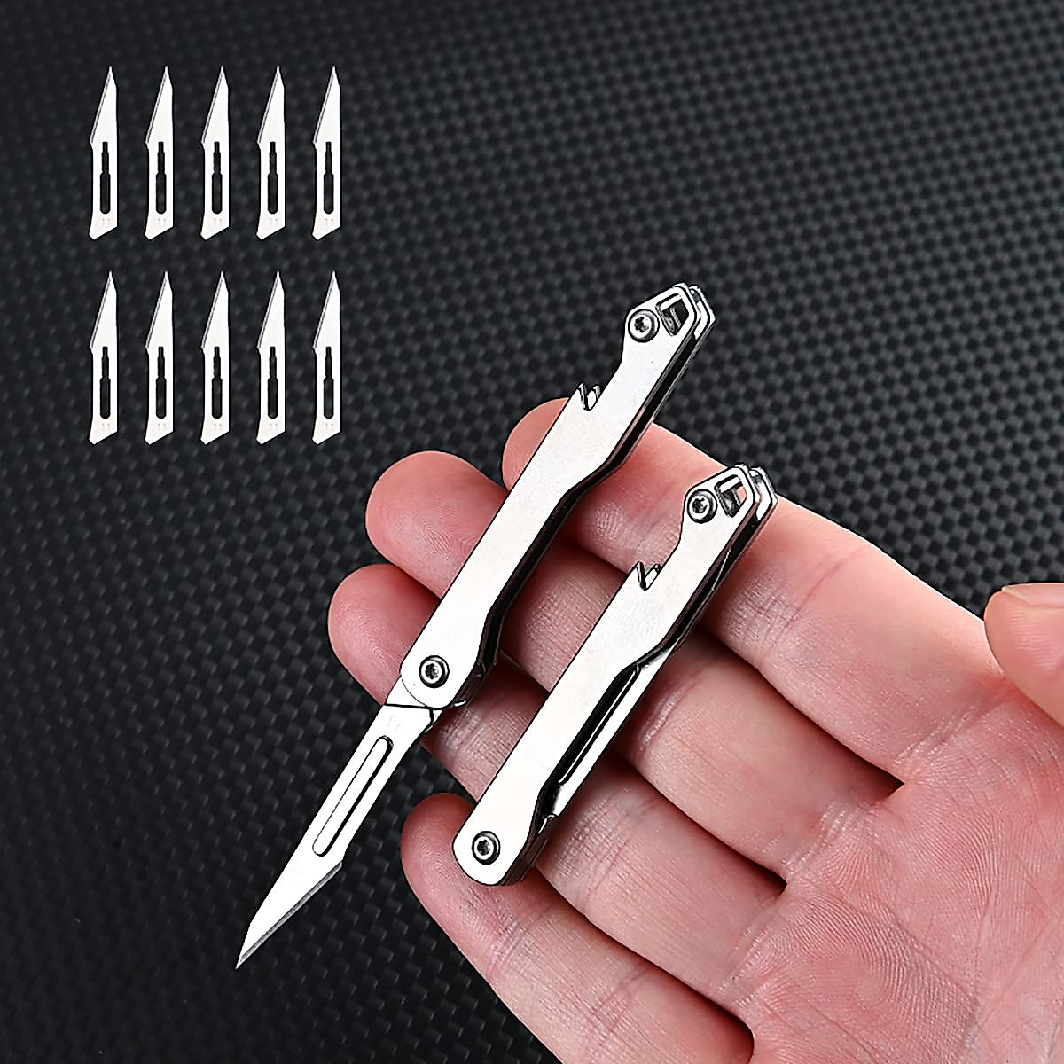 NBGDY Small Utility Knife,EDC Pocket Knife Folding Knife with 10 Blades,Ultralight Keychain Knife only 0.85oz.(kpq-1039)