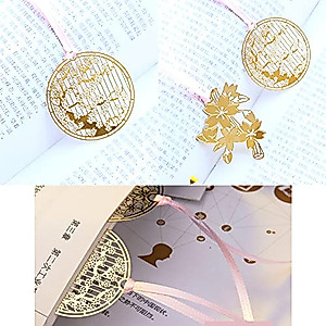 4pcs Metal Hollow Bookmark Cherry Bookmarks Set for Women Girls Flower Book Mark Birthday Christmas Gifts for Book Lovers Writers Readers