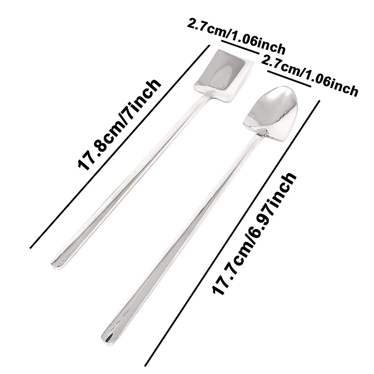 Honbay 4PCS Stainless Steel Long Handle Ice Cream Spoon Sets Mixing Stiring Spoons Shovels for Home Party Bar (silver)