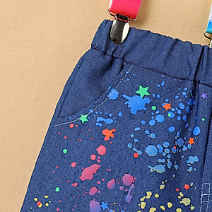 IMEKIS Watermelon 1st Birthday Outfit Baby Boy Cake Smash Romper Blue Denim Bloomers Jeans Shorts Rainbow Suspenders Photoshoot Toddler Summer Melon First Birthday Glow Party Supplies One 1 Year