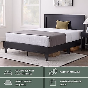 Edenbrook Delta California King Bed Frame with Headboard – No Box Spring Needed – Compatible with All Mattress Types – Wood Slat Support – California King Size Wood Platform Bed Frame – Black