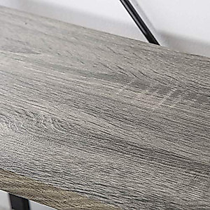 HSH 5-Shelf Vintage Industrial Rustic Bookshelf, 5 Tier Wood and Metal Bookcase, Open Etagere Book Shelf, Farmhouse Wooden Bookshelves, Light Grey Oak