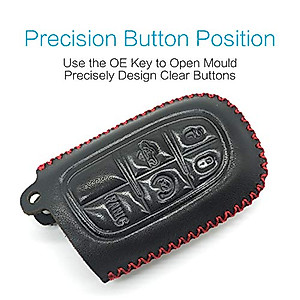 MECHCOS Compatible with fit for 2013 2014 2015 2016 2017 2018 2019 Dodge Ram 1500 2500 3500 Truck Pickup with Air Suspension Leather Case Key Fob Cover Keyless Remote Holder Protecter