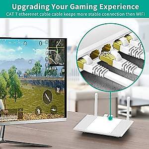 KASIMO Cat 7 Ethernet Cable 6.5 FT, Cat 7 Gigabit LAN Network Cable RJ45 High-Speed Flat Ethernet Cable 10Gbps 600Mhz/s STP for PC,Game Console,PS4, PS5,Switch,Modem,Smart TV,Patch Panel