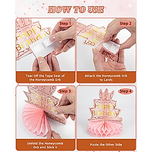 9 Pcs 60th Birthday Decoration for Women Happy 60th Birthday Table Honeycomb Decorations Rose Gold Pink Centerpieces Tables Toppers1965 Decor Cheers to 60 Years Old Birthday Party Favors