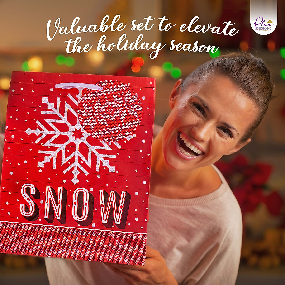 Gift Bags Assorted Sizes, Set of 8 Gift Bags with Tissue Paper- Includes Small Gift Bags, Medium Gift Bags and Large Size Paper Gift Bags with Handles for Holiday and Birthday Gifts (Assorted Sizes 8 Gift Bags) (24ct Christmas Gift Bags)