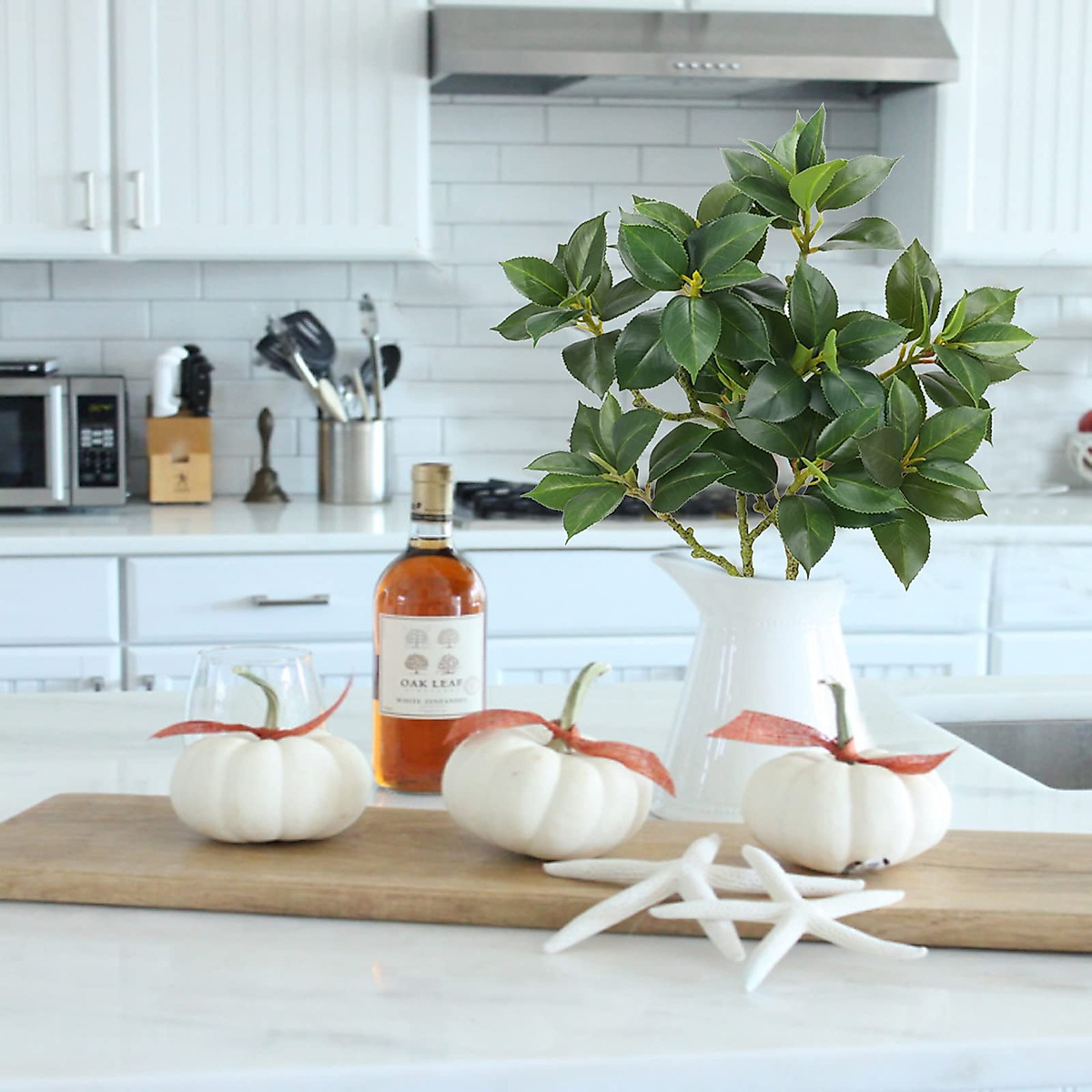 HO2NLE 2 PCS Artificial Shrubs Plants Real Touch Fake Green Leaves Stems Silk Greenery for Floral Arrangements Indoor Outdoor Table Centerpieces Garden Office Home Patio Yard