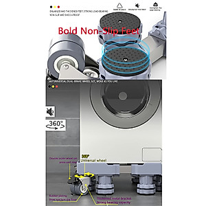 Washing Machine Stand with 4 Locking Swivel Wheels and 8 Adjustable feet, Multifunctional Mobile Base for refrigerators, Washing Machines, dryers or Large Storage Bins