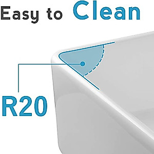 CELAENO 30 inch White Farmhouse Sink, Fireclay Porcelain Single Bowl Apron-Front Kitchen Sink, Reversible Ceramic Farm Sink with Strainer & Protective Bottom Grid