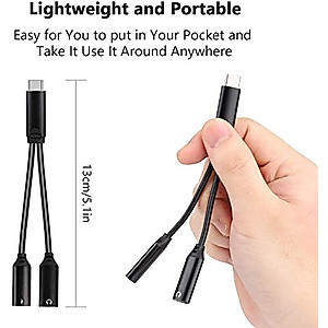 Mxcudu USB C Splitter, 2 in 1 USB C to USB C Headphone Adapter&PD Fast Charger USB C Earphone Dongle Compatible with Samsung Galaxy S23/S22/S21/S21FE/S20FE, Google Pixel 7/7Pro/6/6Pro/5, iPad Pro