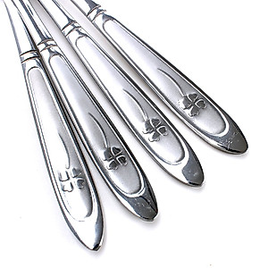 HAZOULEN Grapefruit Spoons, Stainless Steel, 6-2/5-Inch, Set of 4 (Clover)