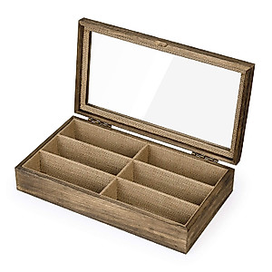 SRIWATANA Sunglasses Organizer Box, Father's Day Gift, 6 Slot Eyeglasses Display Case Storage for Women Men, Carbonized Black