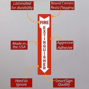 SmartSign - S-1692-EU-18 "Fire Extinguisher" Label | 4" x 18" Laminated Vinyl Red on White