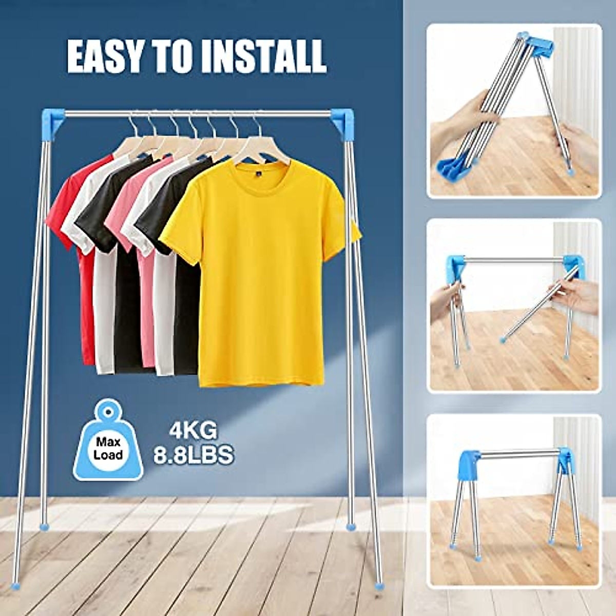 Portable Garment Rack Foldable Clothes Rack - Collapsible Clothing Rack Portable Mini Drying Clothe Rack Folding Clothing Rack for Travel, Camping, Laundry, Indoor, Outdoor