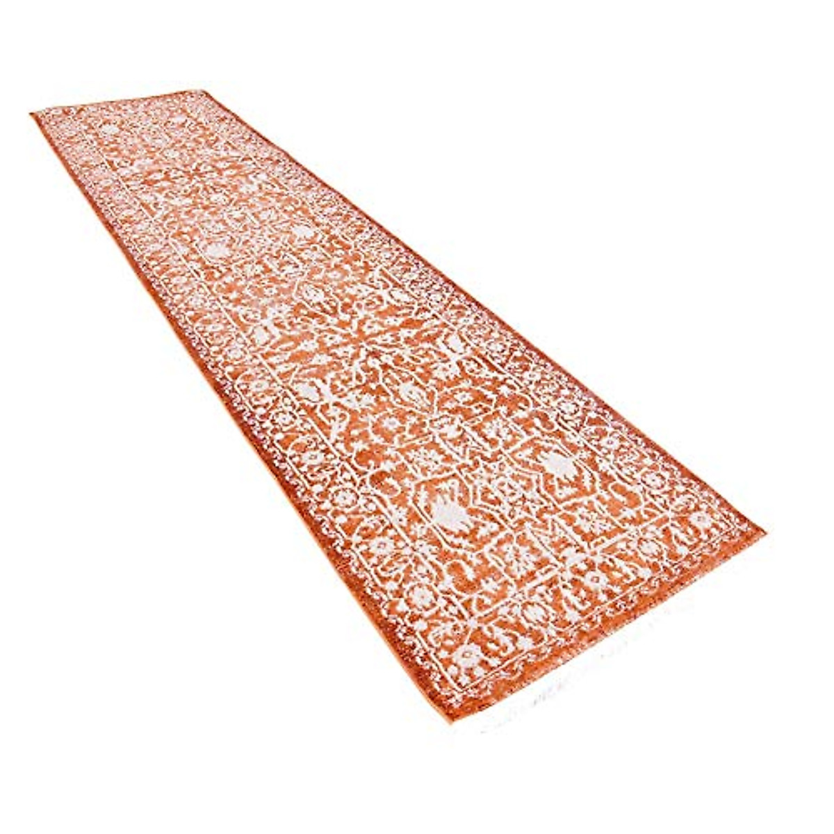 Unique Loom Traditional Classic Intricate Design with Distressed Vintage Detail, Area Rug, 2' 7 x 10' 0 Runner, Terracotta/Ivory