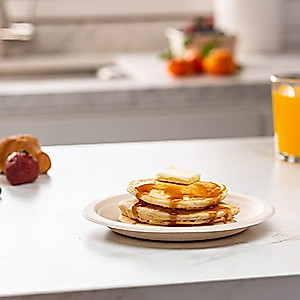 Comfy Package [Case of 1000 7 Inch Paper Plates, 100% Compostable Plates Heavy-Duty - Kraft Biodegradable Plates, Disposable Sugarcane Paper Plates - Brown Unbleached