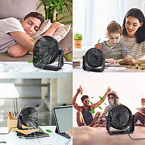 TriPole Small Desk Fan 3 Speeds Strong Airflow USB Fan 360°Rotation Mini Fan Portable Personal Fan, 5-inch Table Fan for Bedroom Office Home Outdoor Camping, 3.6ft Cable, Black