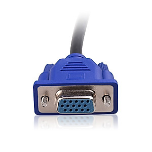 SAYTAY VGA Monitor Y-Splitter Cable,VGA 1 Male to Dual 2 VGA Female Adapter Converter Video Cable for Screen Duplication - 1 Foot(Blue)