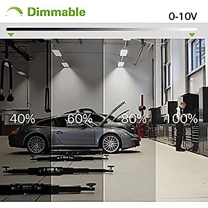 hykolity 2 Pack 4FT LED Linear High Bay Shop Light, 300W LED Shop Light, 37500lm 125LM/W, 100-277V, 0-10V Dim, 5000K Daylight Linear Hanging Light for Warehouse Workshops, UL Listed, 5 Years Warranty