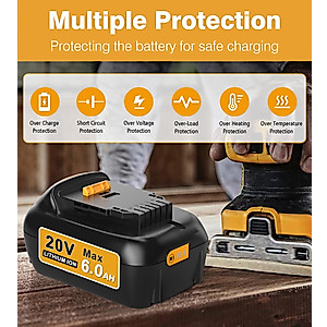 COMRGIKE Upgraded 2Pack 6.0Ah Replacement for Dewalt 20V Battery Compatible with Dewalt 20V Max Battery DCD/DCF/DCG/DCS Series Tools for Cordless Power Tools…