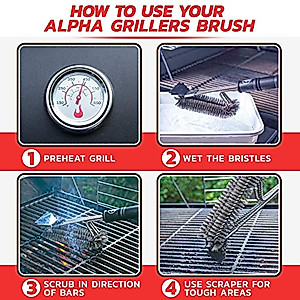 Grill Brush and Scraper - Grill Cleaner Brush Grill Accessories for Outdoor Grill - Safe BBQ Brush for Grill Cleaning - Heavy Duty 17" Grill Brushes