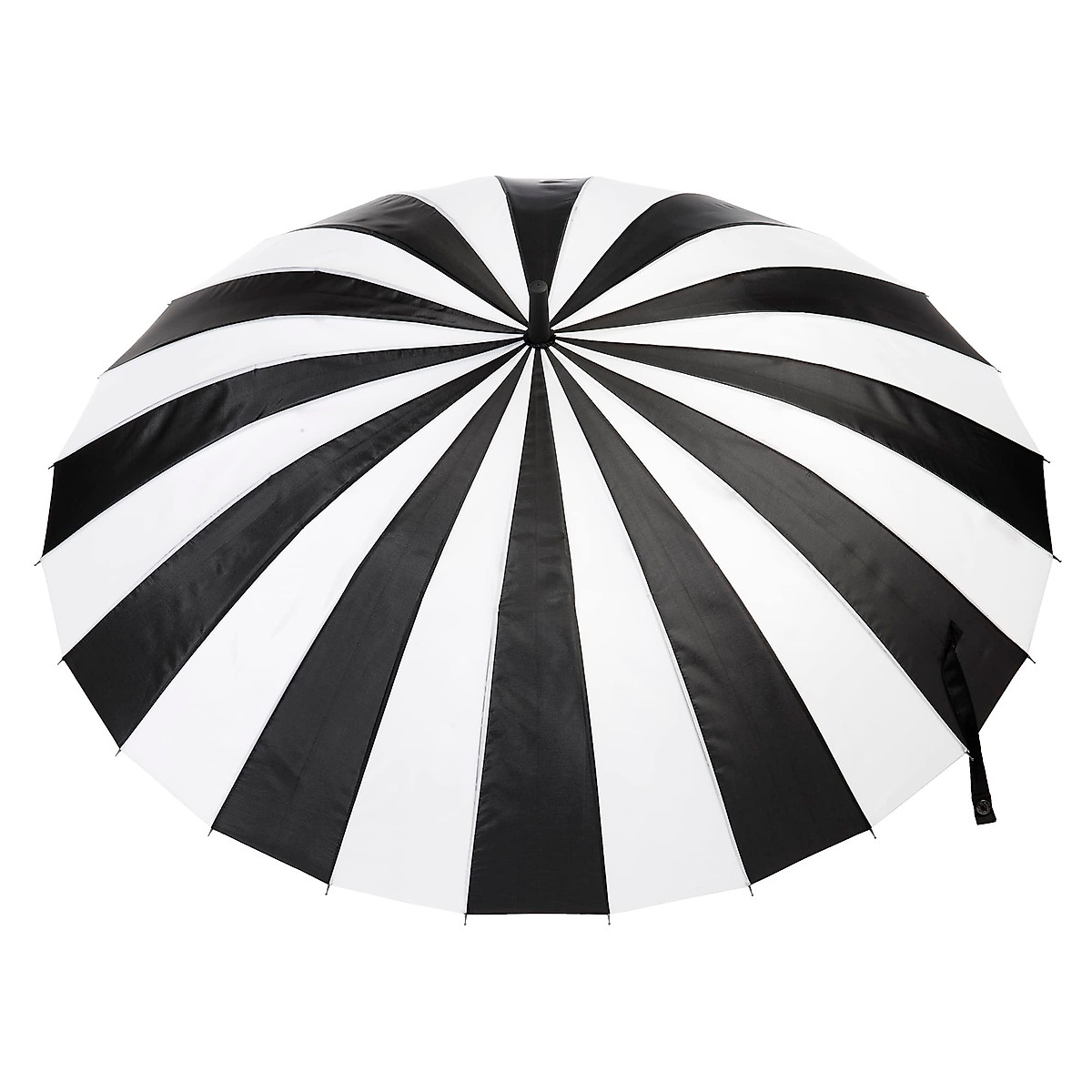 totes Large Eco Auto-Open 24 Rib Stick Umbrella with a Classic J Hook Curved Handle, Black & White