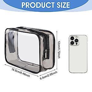 WLLHYF Clear Toiletry Bag 3 Pack Portable Waterproof Travel Makeup Cosmetic Bag Clear Bags Set with Zipper Handle Multipurpose Large Bag Airport Airline Compliant Bag for Women Men (Black)