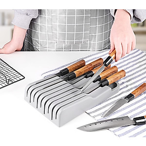 SOMIER Expandable Cutlery Tray Kitchen Drawer Organizer and In-Drawer Knife Holder