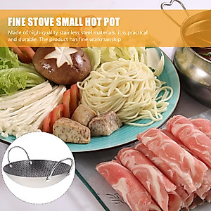 Hemoton Ramen Cooker 1pc Small Hot Pot Travel Steel Wok Anti-Scratch Stainless Steel Non Stick Frying Pans