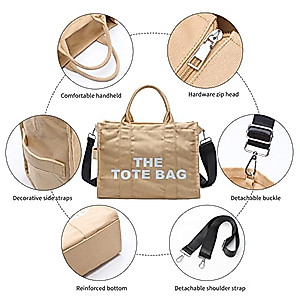 TINYAT Tote Bag for Women Canvas Handbag Purse Casual Shoulder Bag with Zipper Top Handle Crossbody for School,Travel,Work