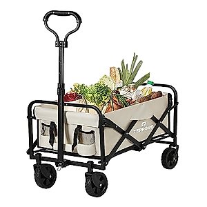 Folding Wagon Portable Collapsible Wagon by Teprovo,243lbs Capacity Utility Wagon Garden Cart with Rolling Wheels and Adjusted Handle