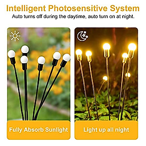 2 Pack Solar Garden Lights, Solar Powered Firefly Lights Outdoor Waterproof, Solar Starburst Swaying Lights When Wind Blows, Solar Outdoor Decor Light for Landscape, Pathway, Yard, Patio(Warm White)