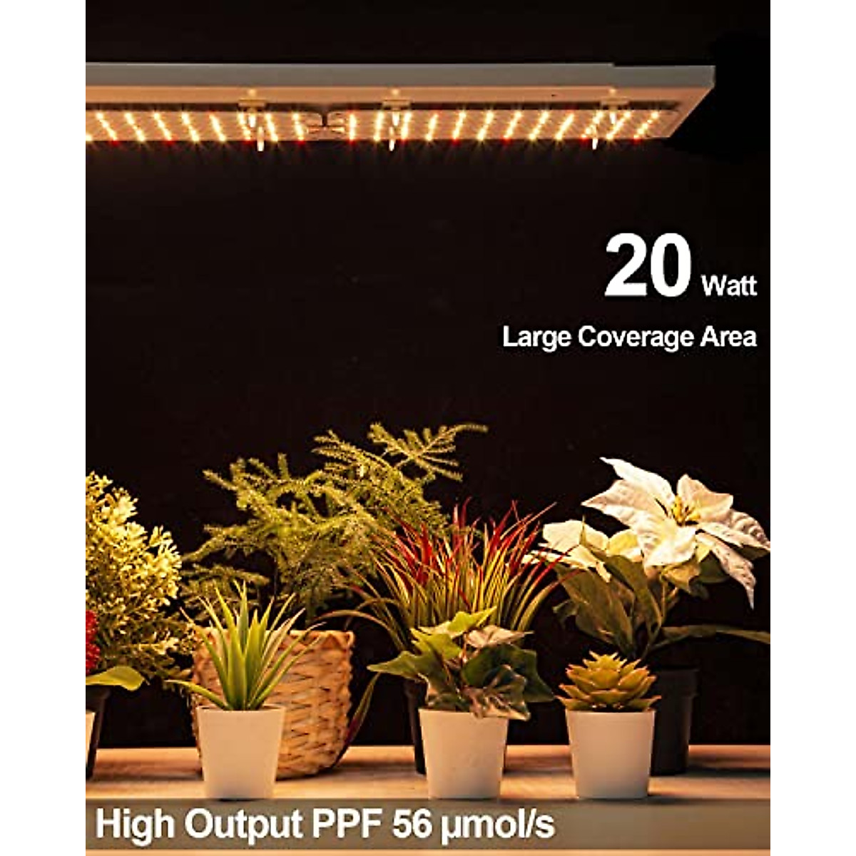 DOMMIA Grow Light, 2Pcs Ultra-Thin Plant Light for Indoor Plants, 20W Full Spectrum LED Plant Grow Light with ON/Off Switch, DIY Hanging Plant Growing Lamps for Seed Starting, Succulents, Veg, Herbs