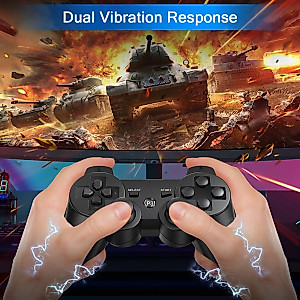 Yinjie PS3 Controller Wireless 2 Pack, with 2 Charging Cables, Compatible with Playstation 3 - Black