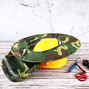 Jovitec 2 Pieces Hard Hat Neck Sun Shade Neck Protection Full Brim with Reflective Strip Green Camouflage Hard Hat Neck Shade for Cover Summer Sun