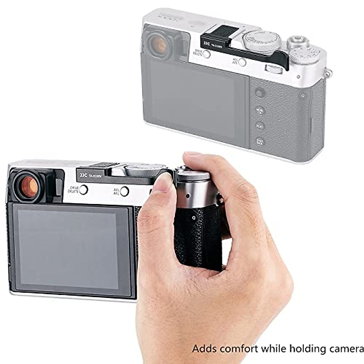 JJC Deluxe Metal Thumb Up Grip for Fujifilm Fuji X-E4 XE4 X-E3 XE3 X100V X100F X100T Thumb Rest Support/Black