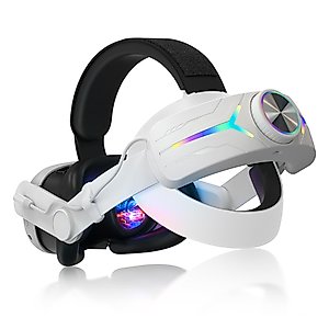 Orzero Head Strap accessories compatible for Quest 3S/Quest 3 with Extended 8000mah Battery Pack, Fast charging 9V 2A Extended Gaming Time with RGB Light - White